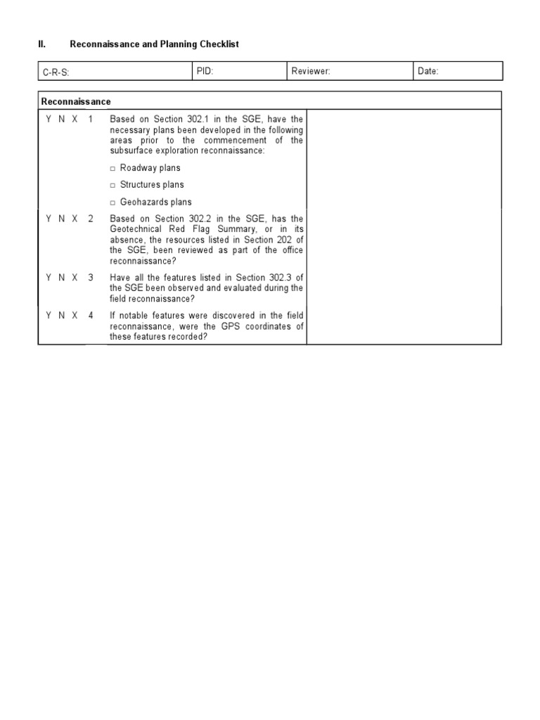 2 Reconnaissance Planning | PDF | Reconnaissance | Geotechnical Engineering