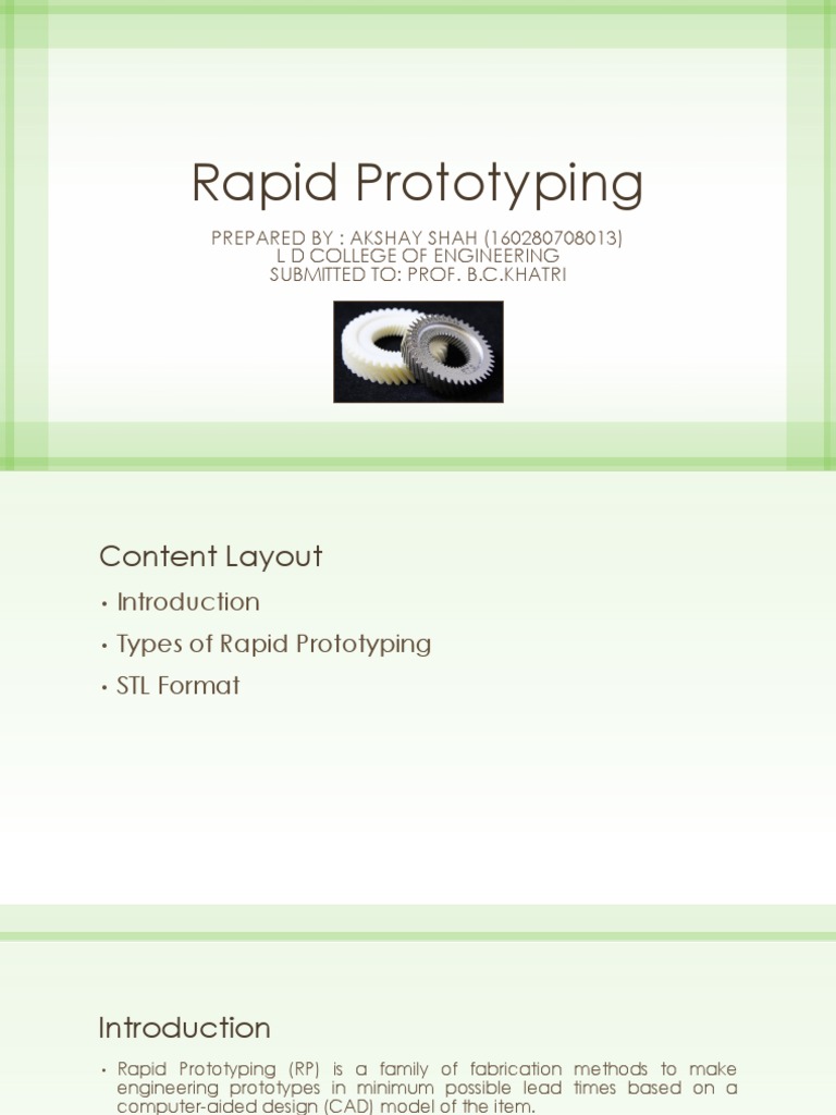 Rapid Prototyping | PDF | 3 D Printing | 3 D Modeling