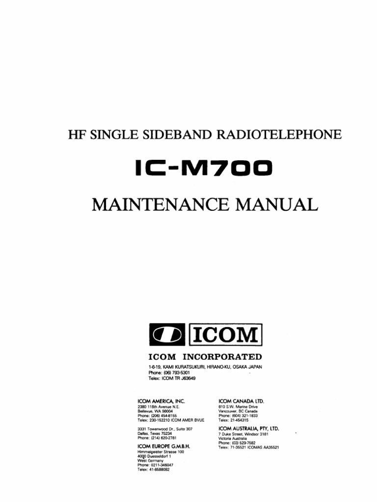 Icom IC-M700 Service Manual | PDF | Detector (Radio) | Amplifier