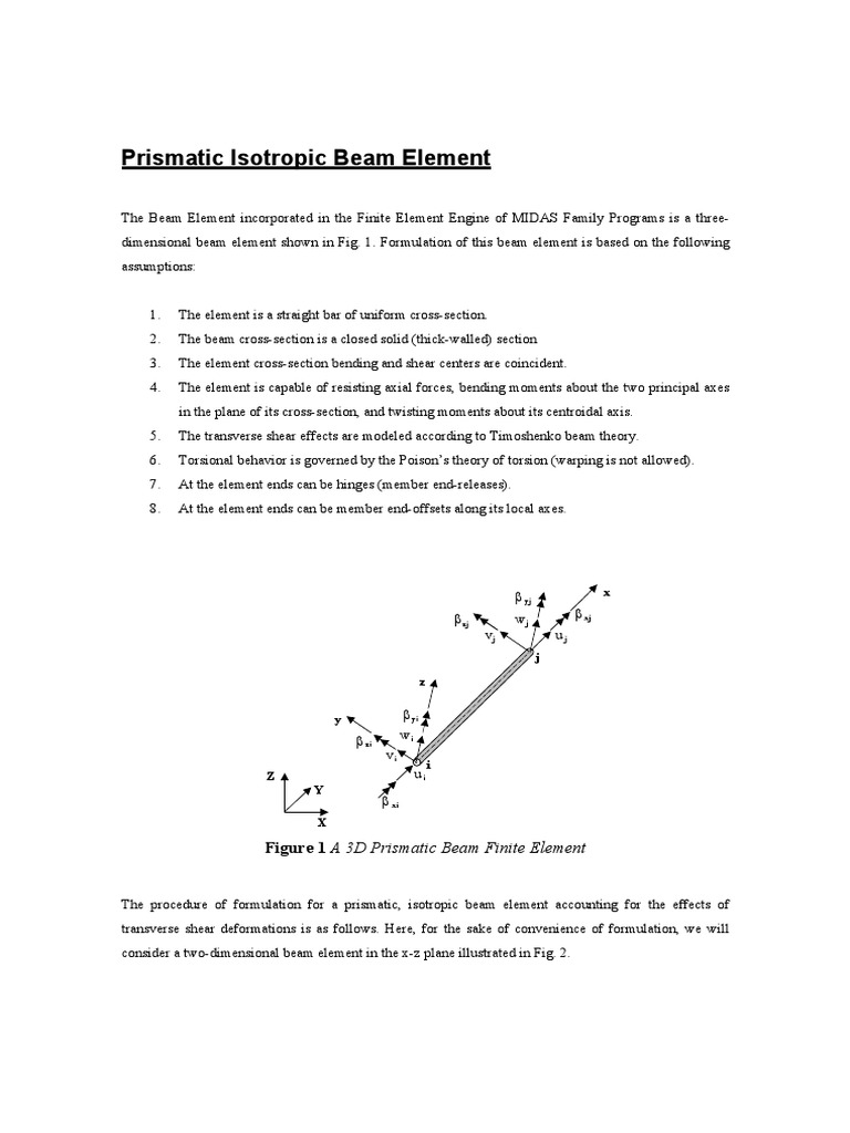 Figure 1 A 3D Prismatic Beam Finite Element | PDF | Bending | Beam ...
