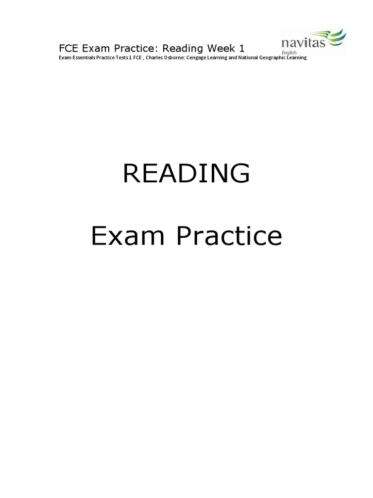 FCE Reading Practice: Week 1 | PDF | Language Arts & Discipline ...
