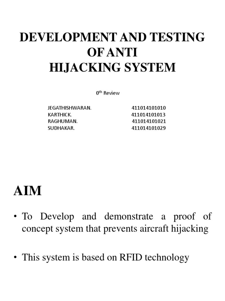 Development and Testing of Anti Hijacking System | PDF | Aircraft ...