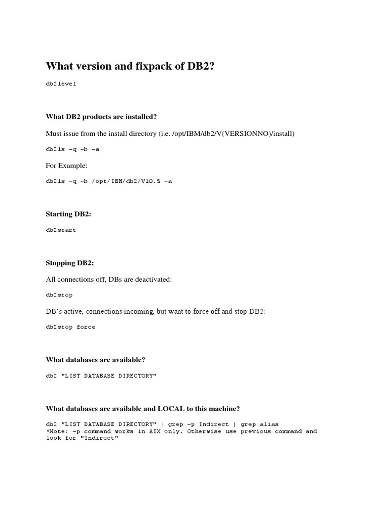 What Version and Fixpack of DB2? | PDF | Ibm Db2 | User (Computing)