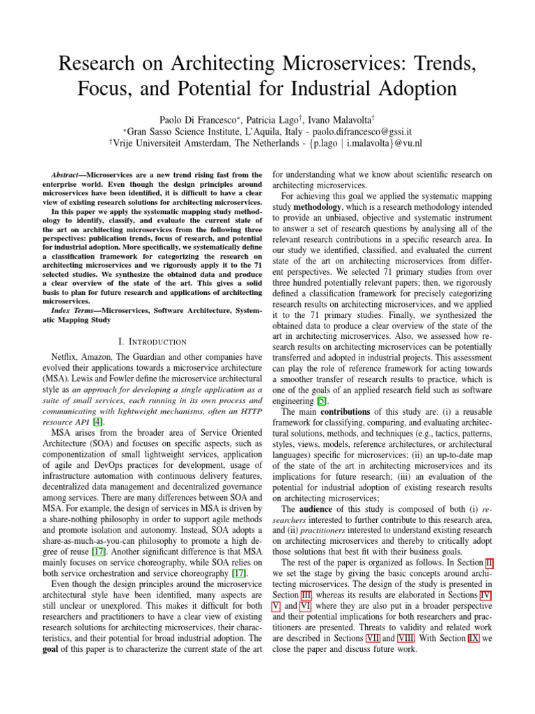 Research On Architecting Microservices: Trends, Focus, and Potential ...