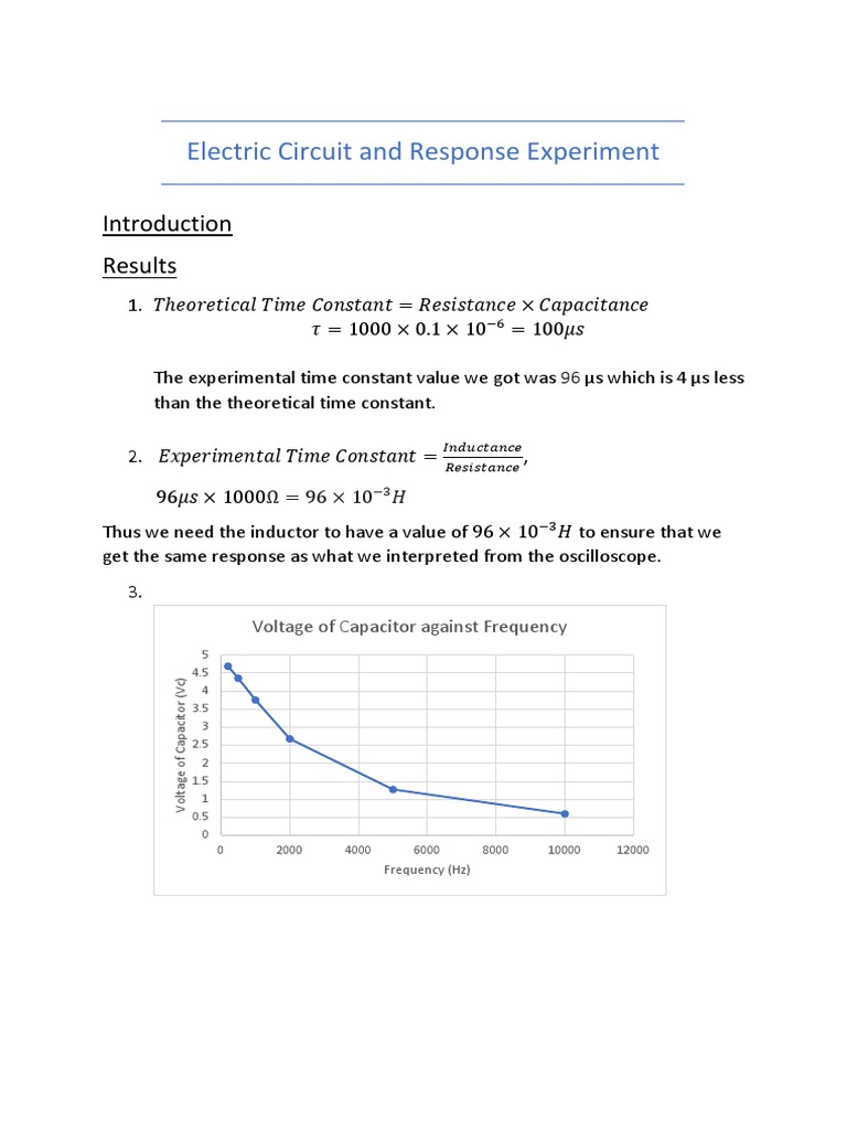 Theoretical vs Experimental Time Constant | PDF | Capacitor ...