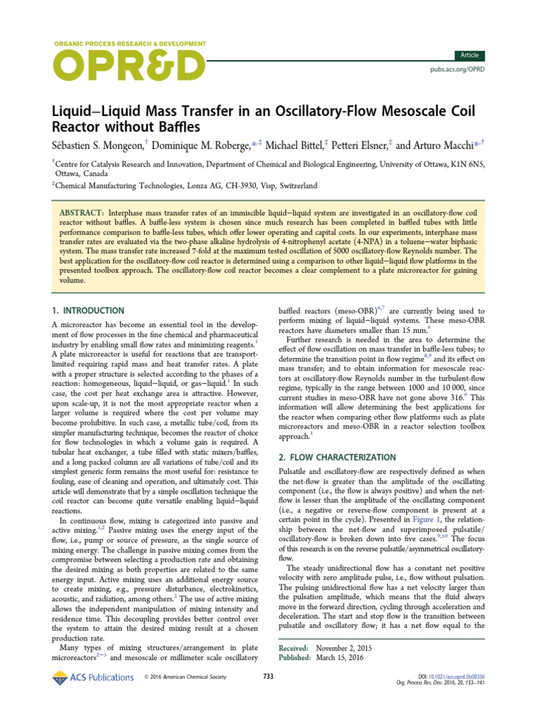 Oscillatory Flow OBR | PDF | High Performance Liquid Chromatography ...