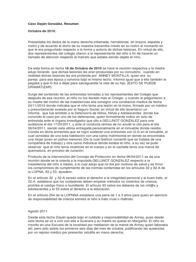 Caso Dayán González - RESUMEN | PDF | Bienestar | Medicina