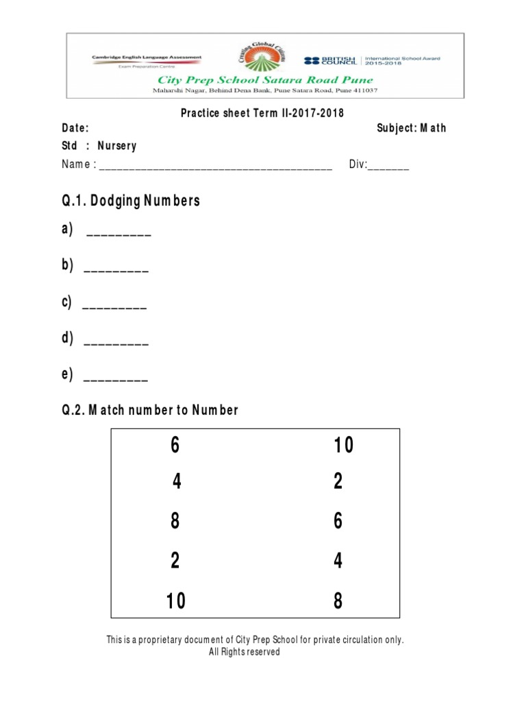 CPS Worksheet Nursery | PDF