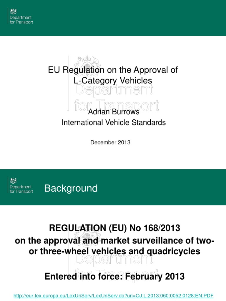 EU Regulation On The Approval of L-Category Vehicles | PDF | Driver's ...
