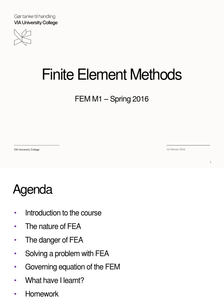 FEM M1 Spring 2016 Lesson 1 | PDF | Finite Element Method | Mechanics