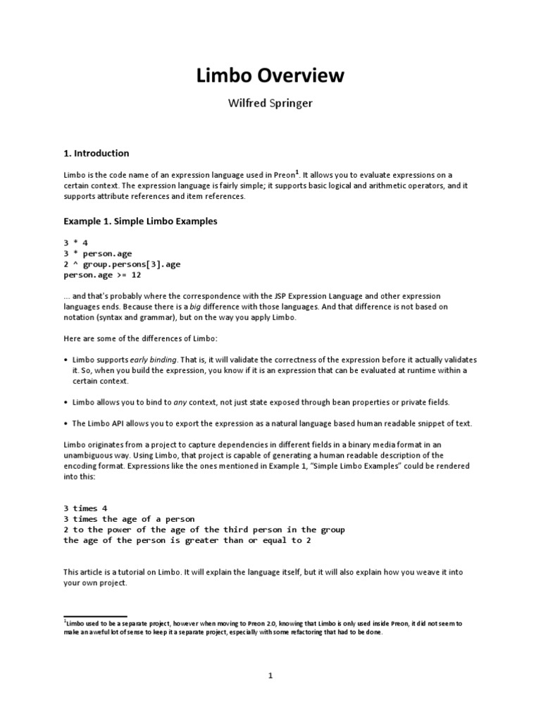 Limbo Overview | PDF | Variable (Mathematics) | Class (Computer Programming)