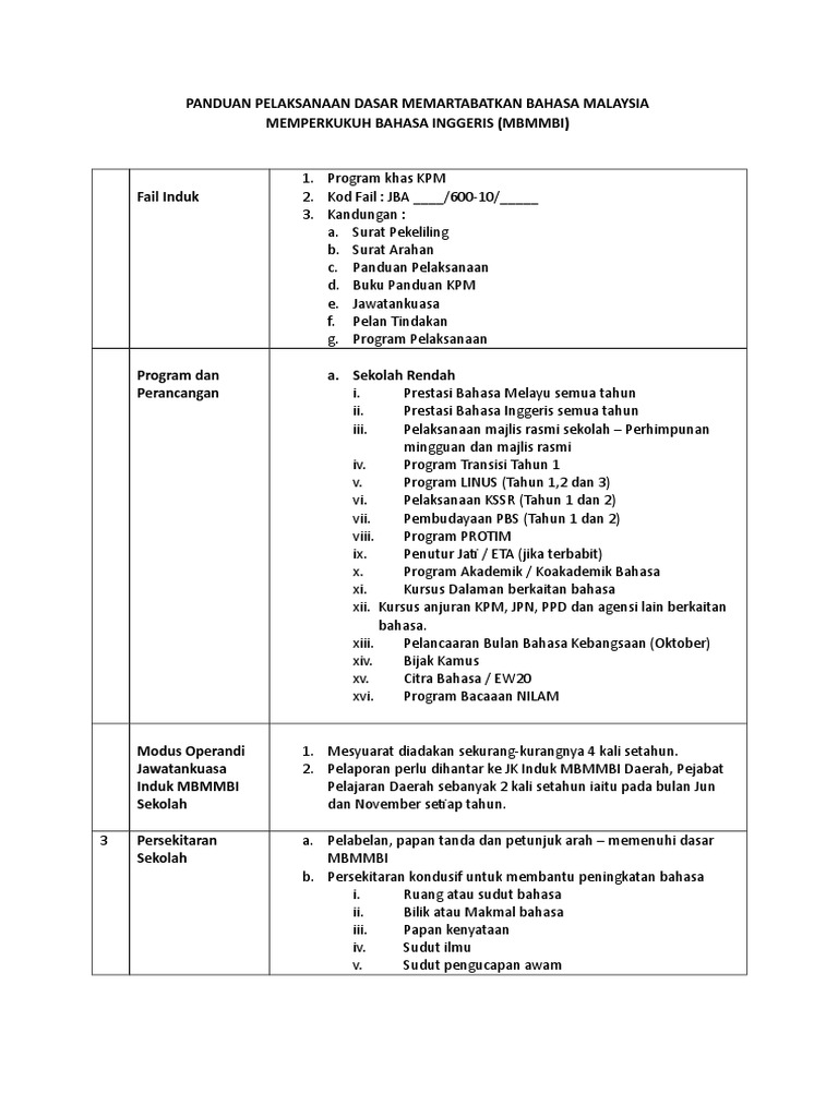 Panduan Pelaksanaan Dasar Mbmmbi | PDF | Seni & Disiplin Bahasa ...