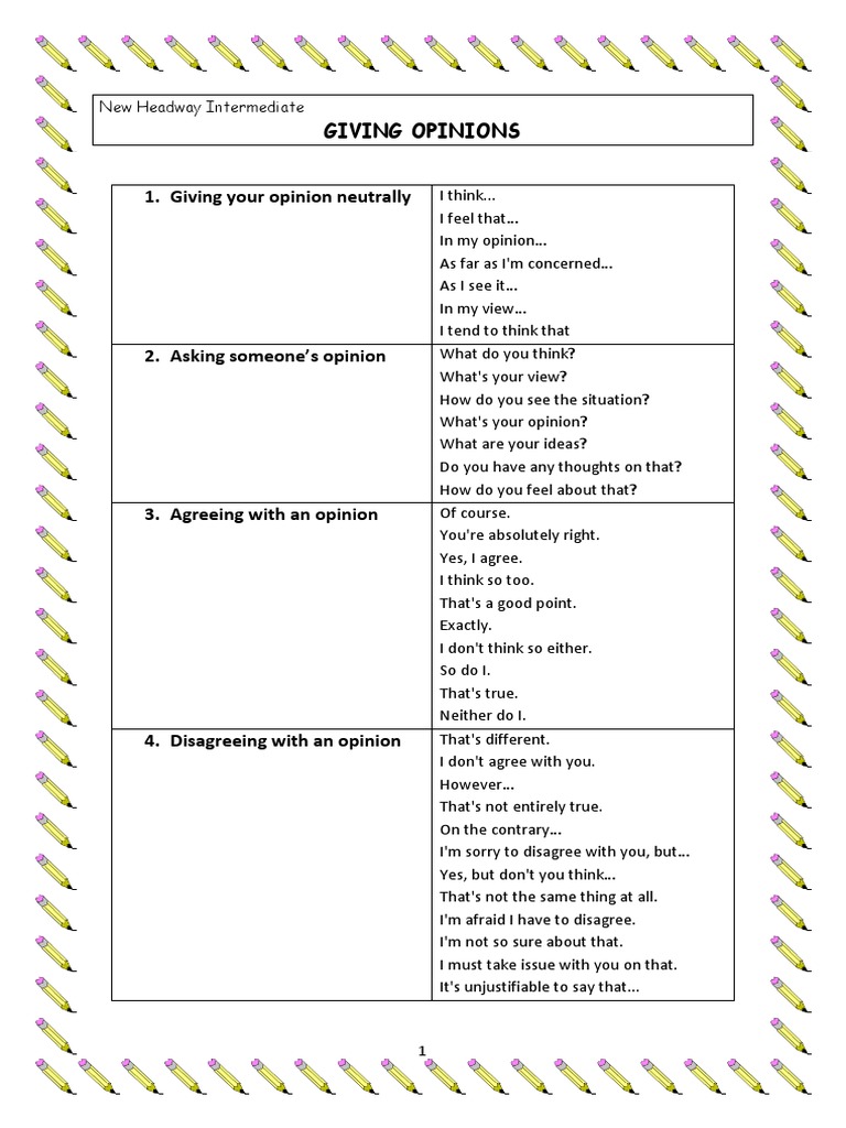 Giving Opinions in English: A Guide | PDF