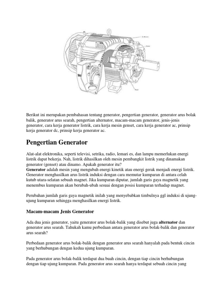Jenis dan Prinsip Kerja Generator Listrik | PDF
