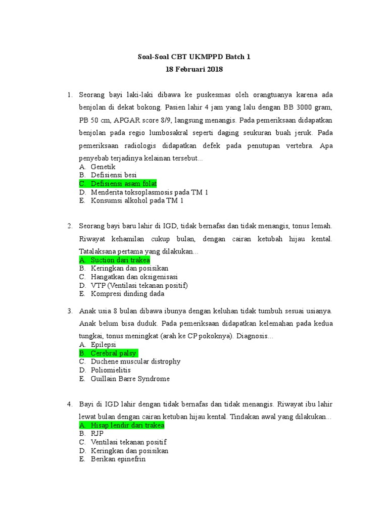 Soal CBT Ukmppd Batch 1 Fix Ss | PDF