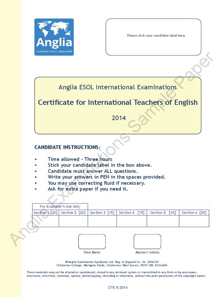 Sample Paper: Certifi Cate For International Teachers of English | PDF | Linguistic Typology ...