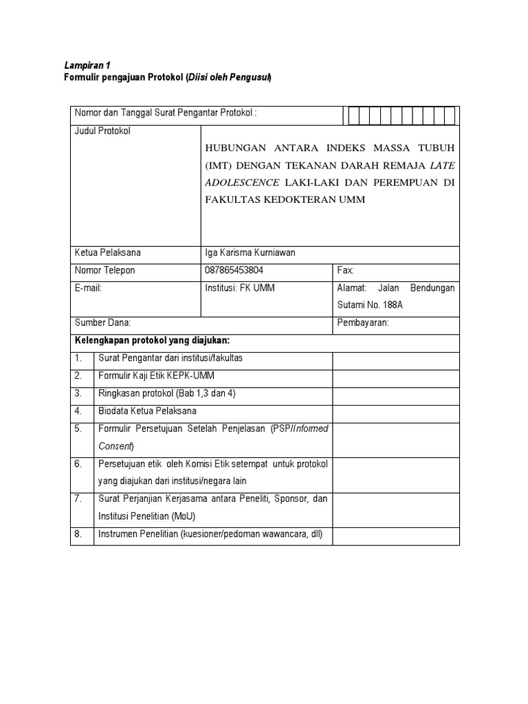 Form ETIK Yang Harus Di Isi | PDF