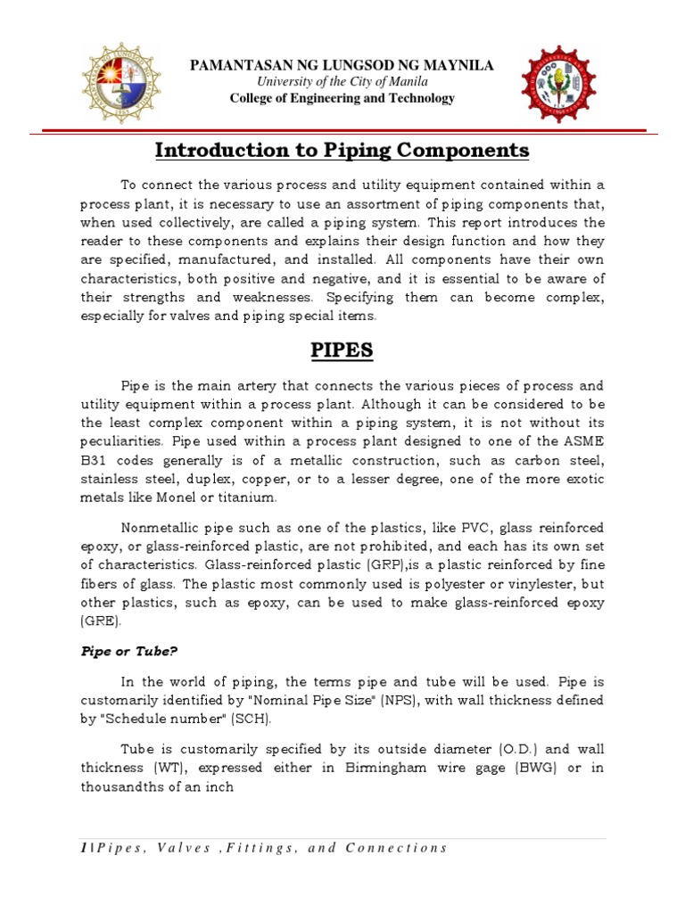 Pipes Valve Connections and Fittings ES | PDF | Valve | Pipe (Fluid ...