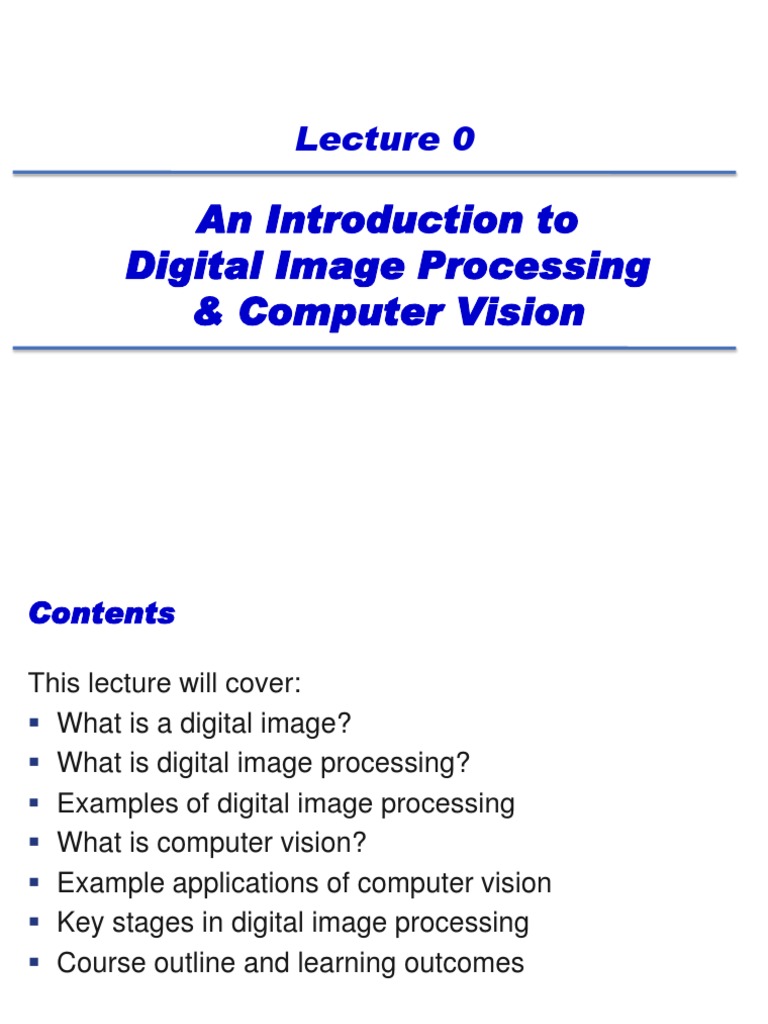 DIP00-Introduction To Image Processing | PDF | Computer Vision | Pixel