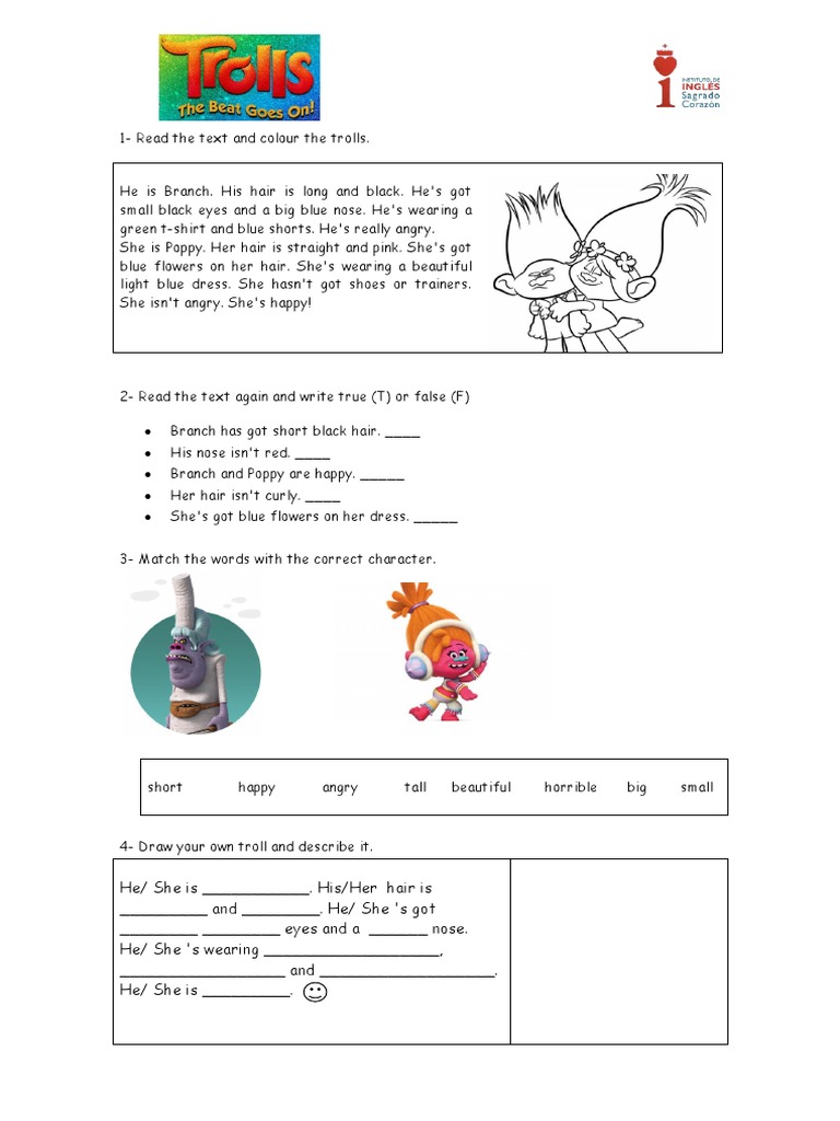 Troll Character Description Activity | PDF | Foreign Language Studies