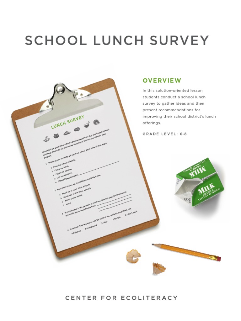 CEL School Lunch Survey PDF | PDF | School Meal | Survey Methodology