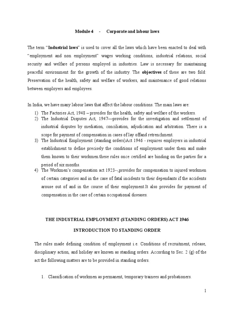 The Industrial Employment (Standing Orders) Act 1946: An Overview of ...