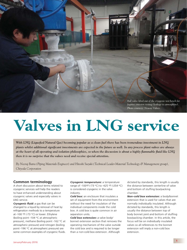 Valves in LNG Service | PDF | Liquefied Natural Gas | Cryogenics