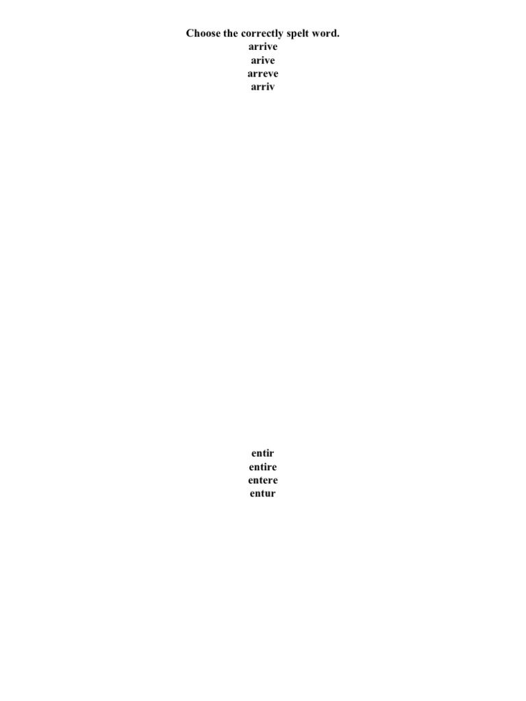 Choose The Correctly Spelt Word. | PDF