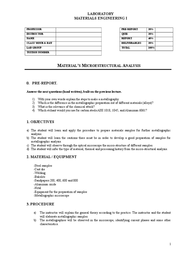 1 Preparation of Metallographic Samples | PDF | Materials Science | Metals