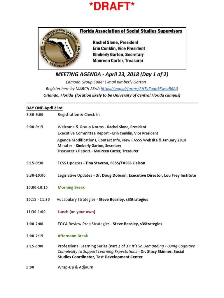 FCSS Meeting Agenda April 2018 | PDF | Change | Learning