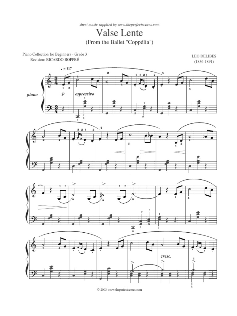 Valse Lente: (From the Ballet "Coppélia")