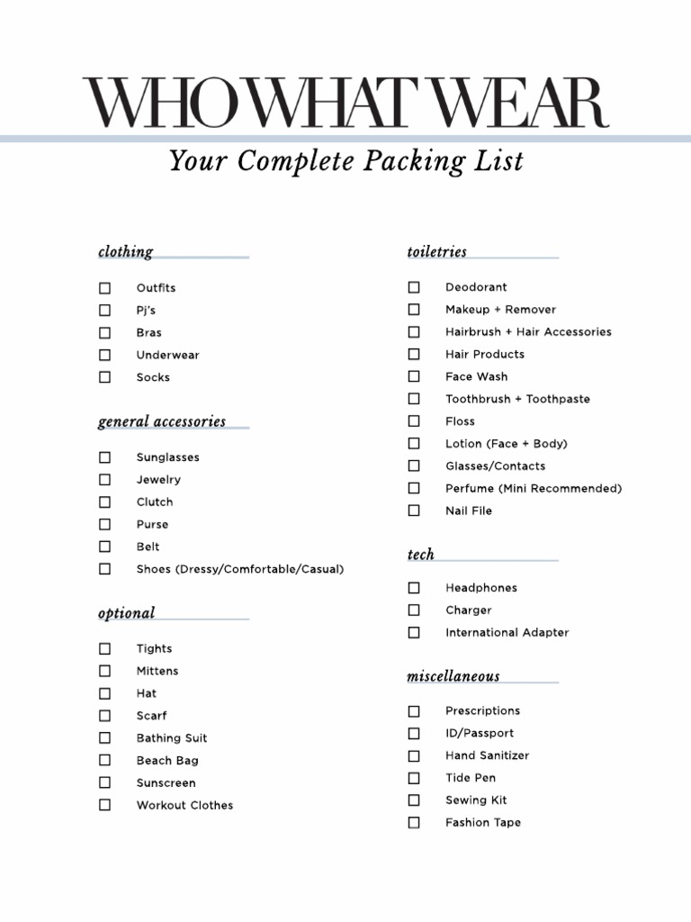 Complete Packing Checklist | PDF
