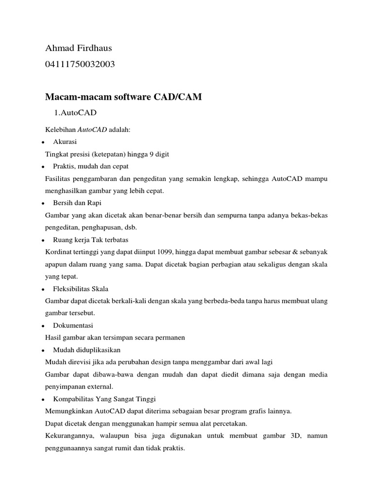 Macam-Macam Software CAD/CAM Terbaik | PDF