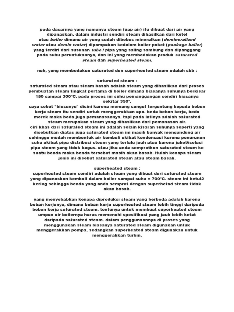 Saturated Steam Vs Superheated Steam Pdf