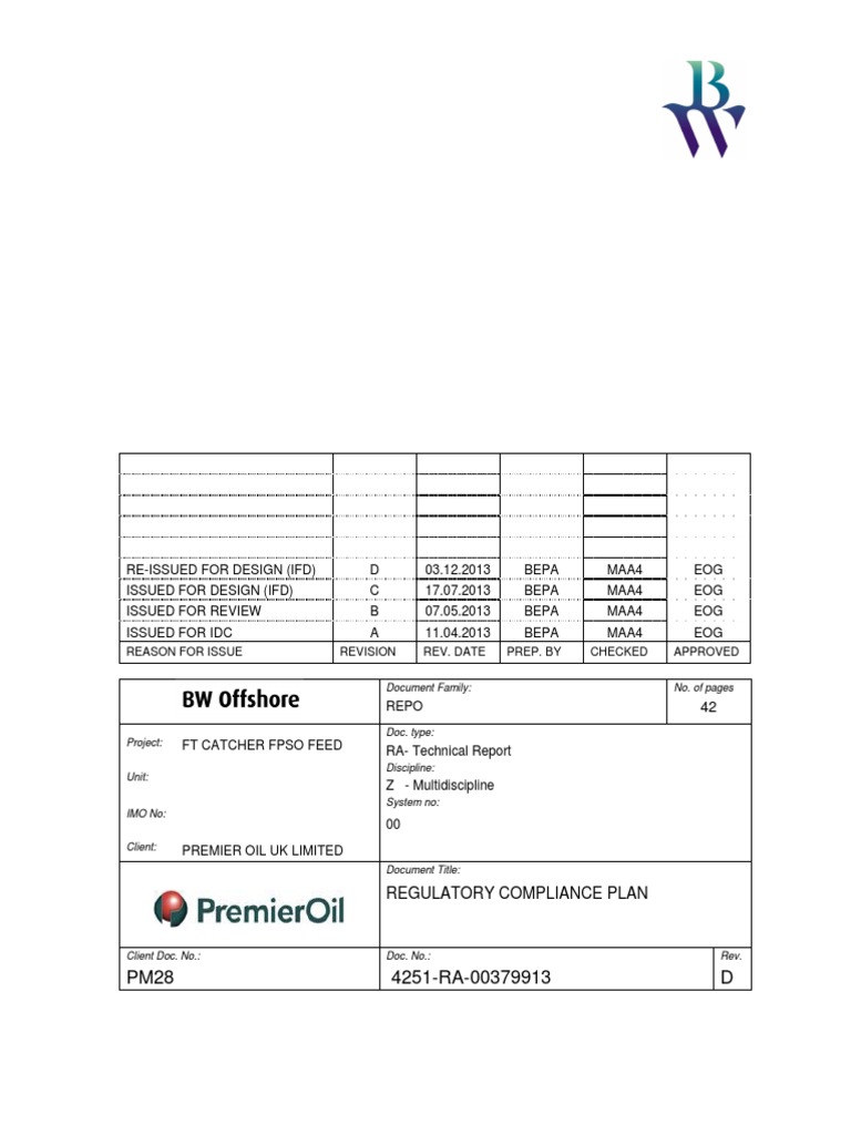 FPSO Regulatory Compliance Plan | PDF | Safety | Transport