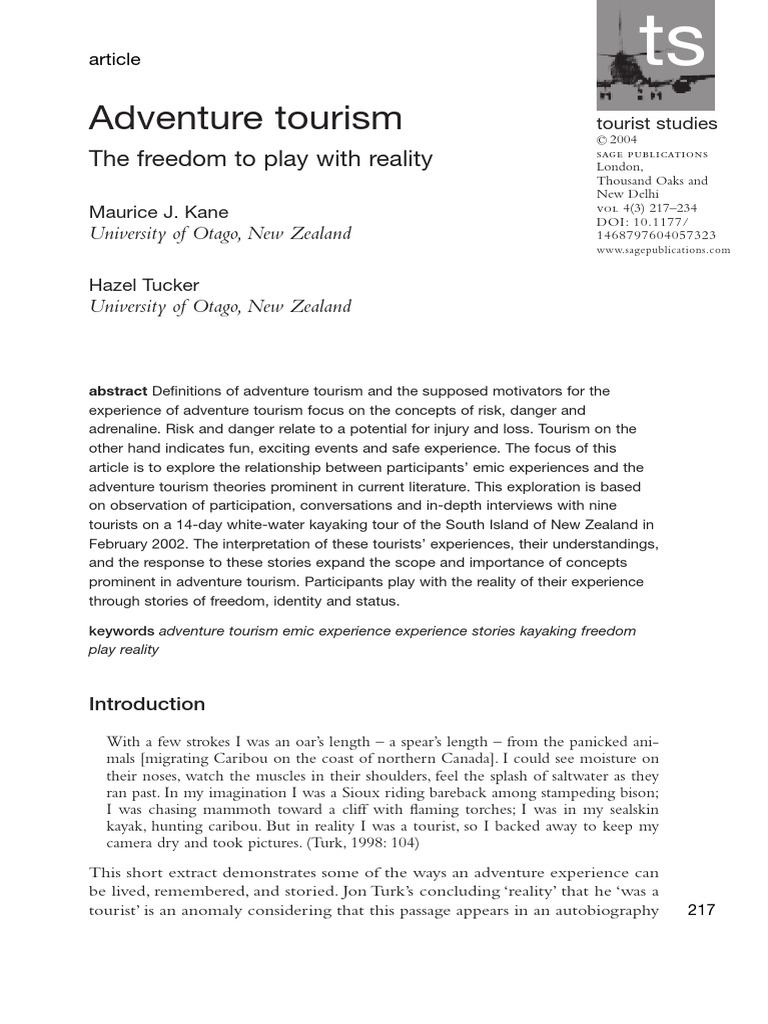 Adventure Tourism: The Freedom To Play With Reality | PDF | Tourism ...