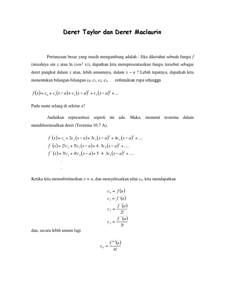 Kalkul Lanjut Deret Taylor Dan Deret Maclaurin | PDF