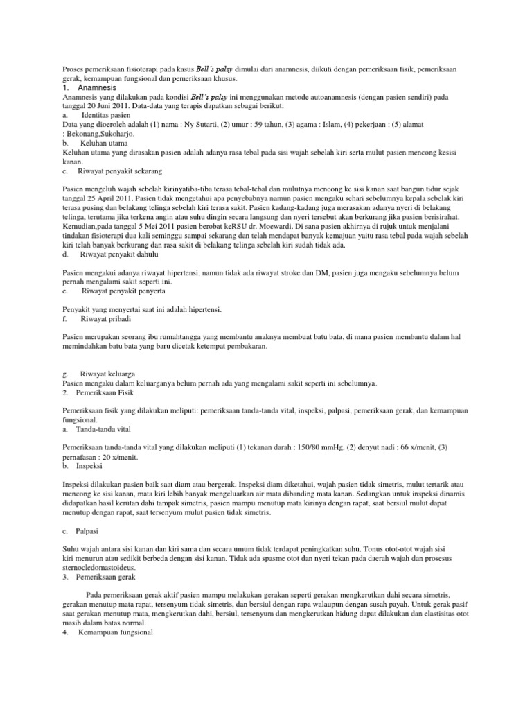 Proses Pemeriksaan Fisioterapi Pada Kasus | PDF