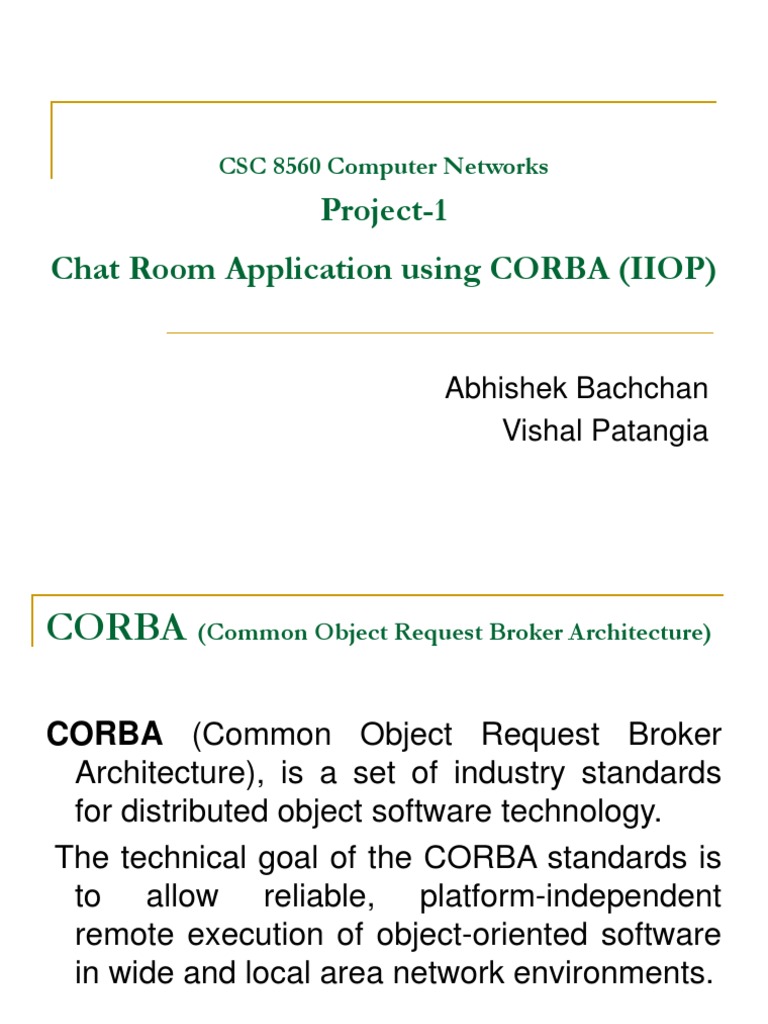 Project-1 Chat Room Application Using CORBA (IIOP) : CSC 8560 Computer Networks | PDF | Common ...