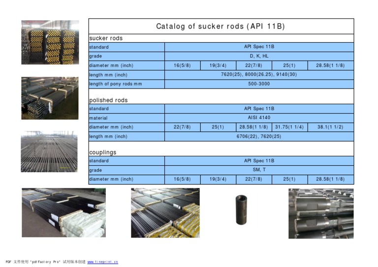 Catalog of Sucker Rods (API 11B) | PDF