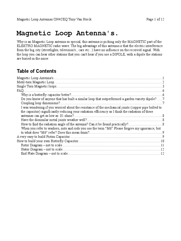 Magnetic Loop Antenna - Best | PDF | Capacitor | Antenna (Radio)