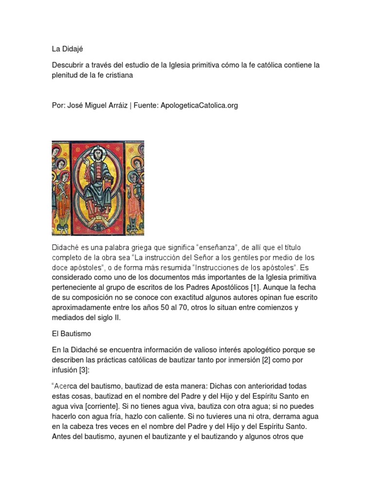 La Didajé: Fe y Prácticas Primitivas | PDF | Bautismo | orador del Señor