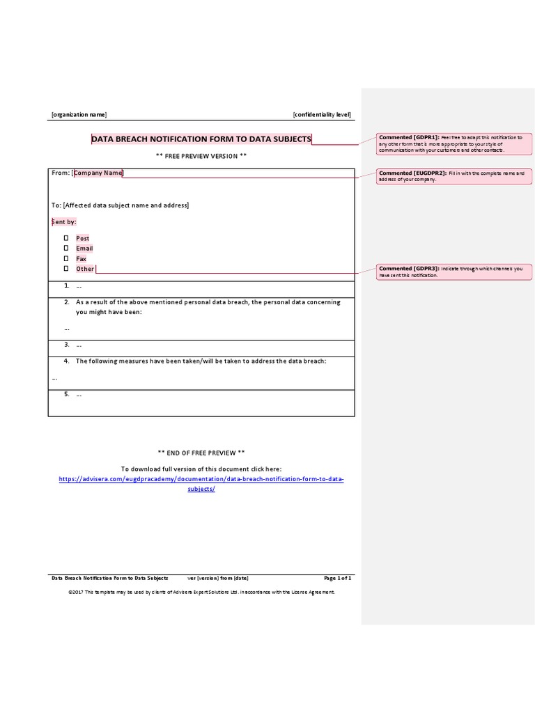 9.4 Data Breach Notification Form To Data Subjects Preview en | PDF