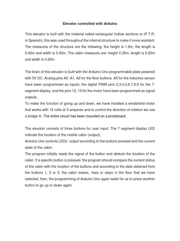 Elevator Controlled With Arduino: He Entire Circuit Has Been Mounted On ...