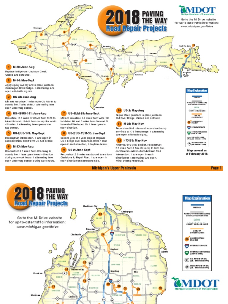 MDOT 2018 Construction Map Now Available For Download | PDF | Land ...