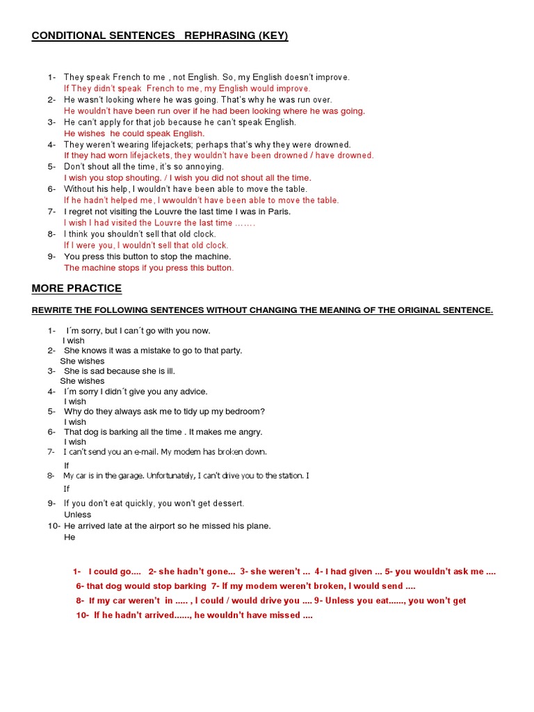 Conditional Sentences Rephrasing | PDF