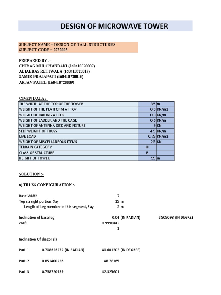 Microwave Tower Design Calculations | PDF | Mechanical Engineering ...