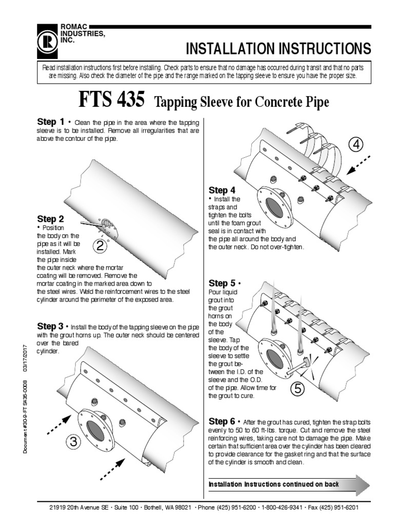 Installation of a Tapping Sleeve for Concrete Pipe | PDF | Pipe (Fluid ...