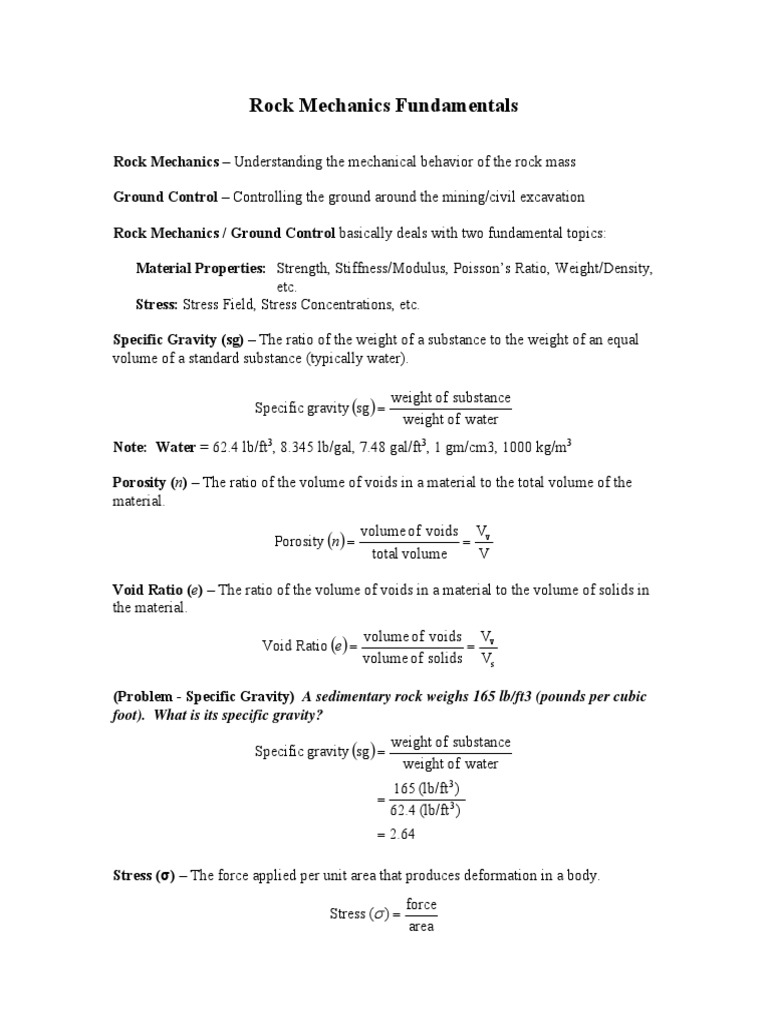 Rock Mechanics Fundamentals: An Introduction to Key Concepts Regarding ...