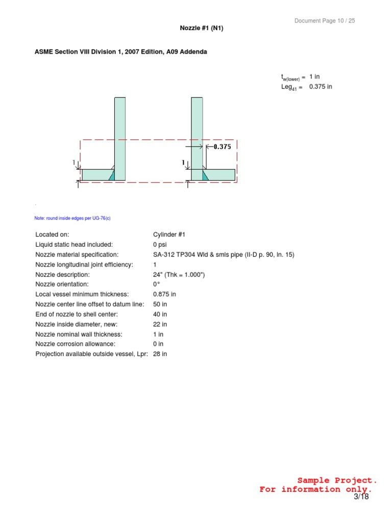 EXAMPLE Nozzle Calculations Using ASME VIII Div 2 Appendix 1-10 | PDF | Strength Of Materials ...